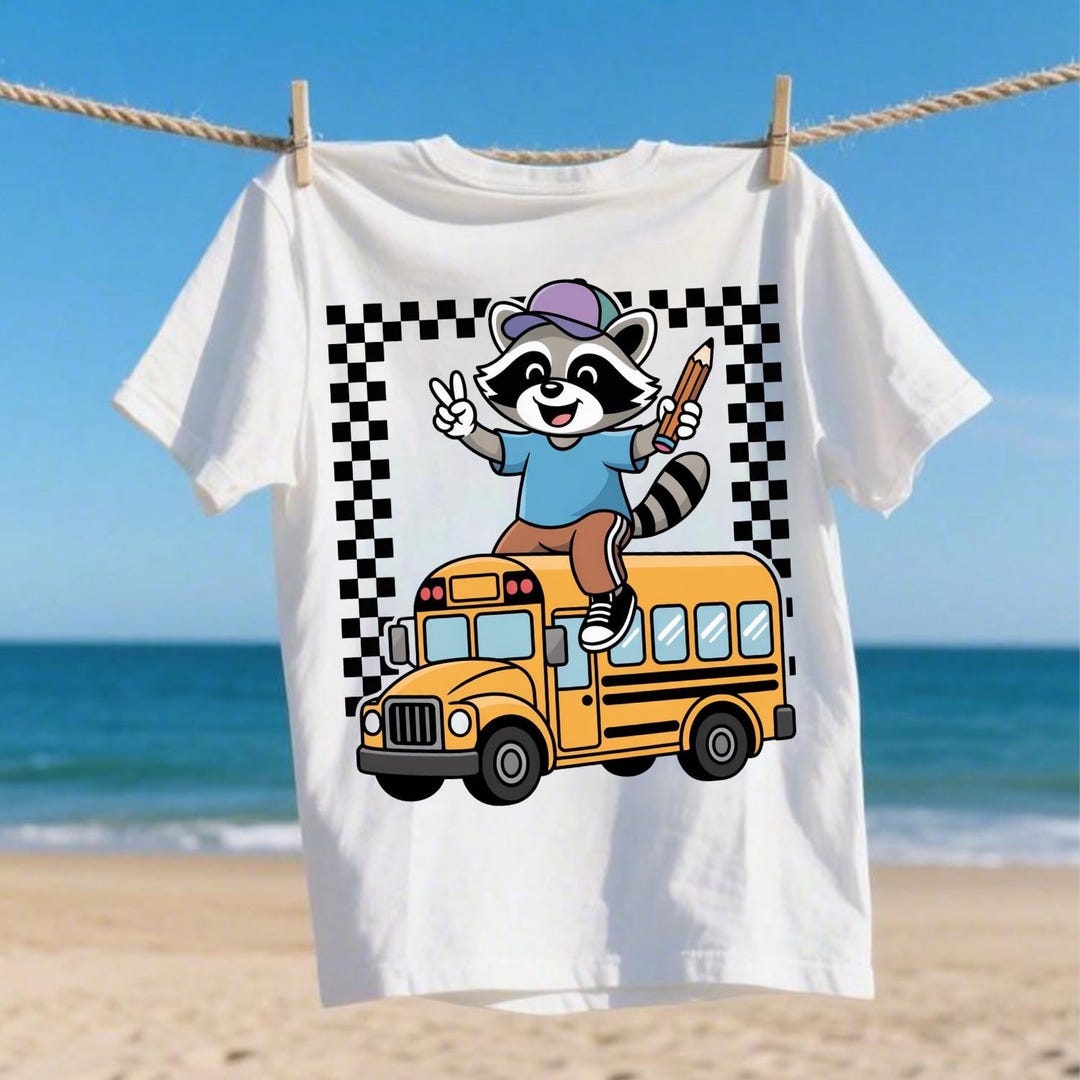 Raccoon School Bus PNG Back to School Animal Pencil Peace Sign ...