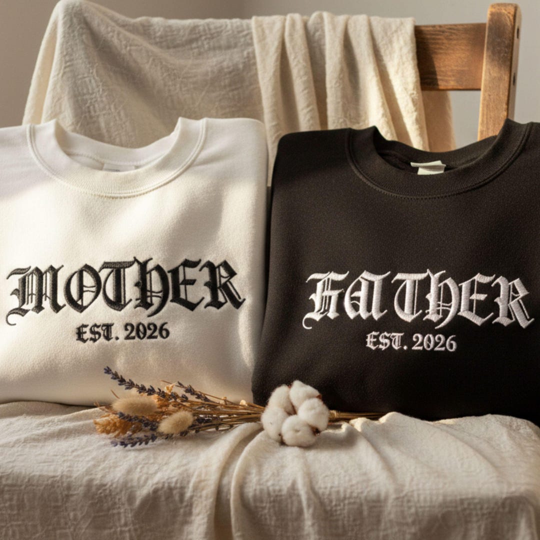 Custom Gothic Mom Dad Embroidered Sweatshirt, Mother Gothic Tshirt, Old ...