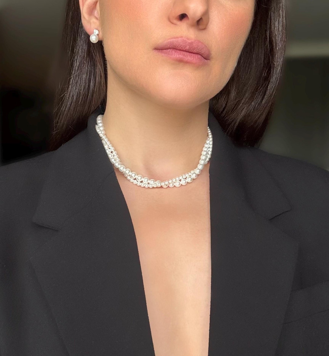 Sterling Silver Majorca Pearl Set With Double Strand Necklace and ...