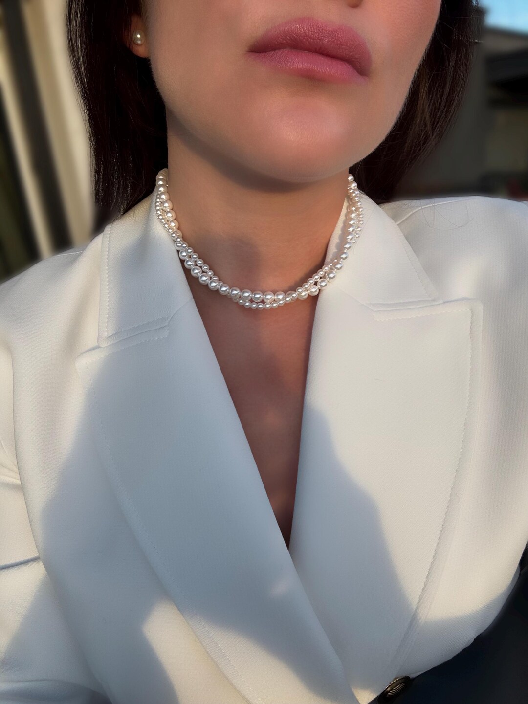 Double Strand Majorca Pearl Necklace: Elegant Bridal Jewelry - Etsy