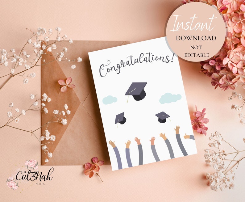 Printable Graduation Congratulations Greeting Card Instant - Etsy
