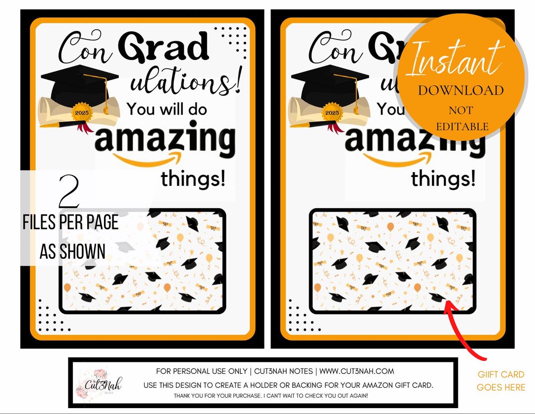 PRINTABLE Congrats Grad Amazon Gift Card Holder | Graduation Gift ...