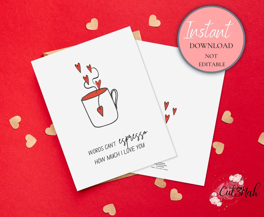 Printable Valentine's Day Card Coffee Lover Valentine's Day Card Coffee ...
