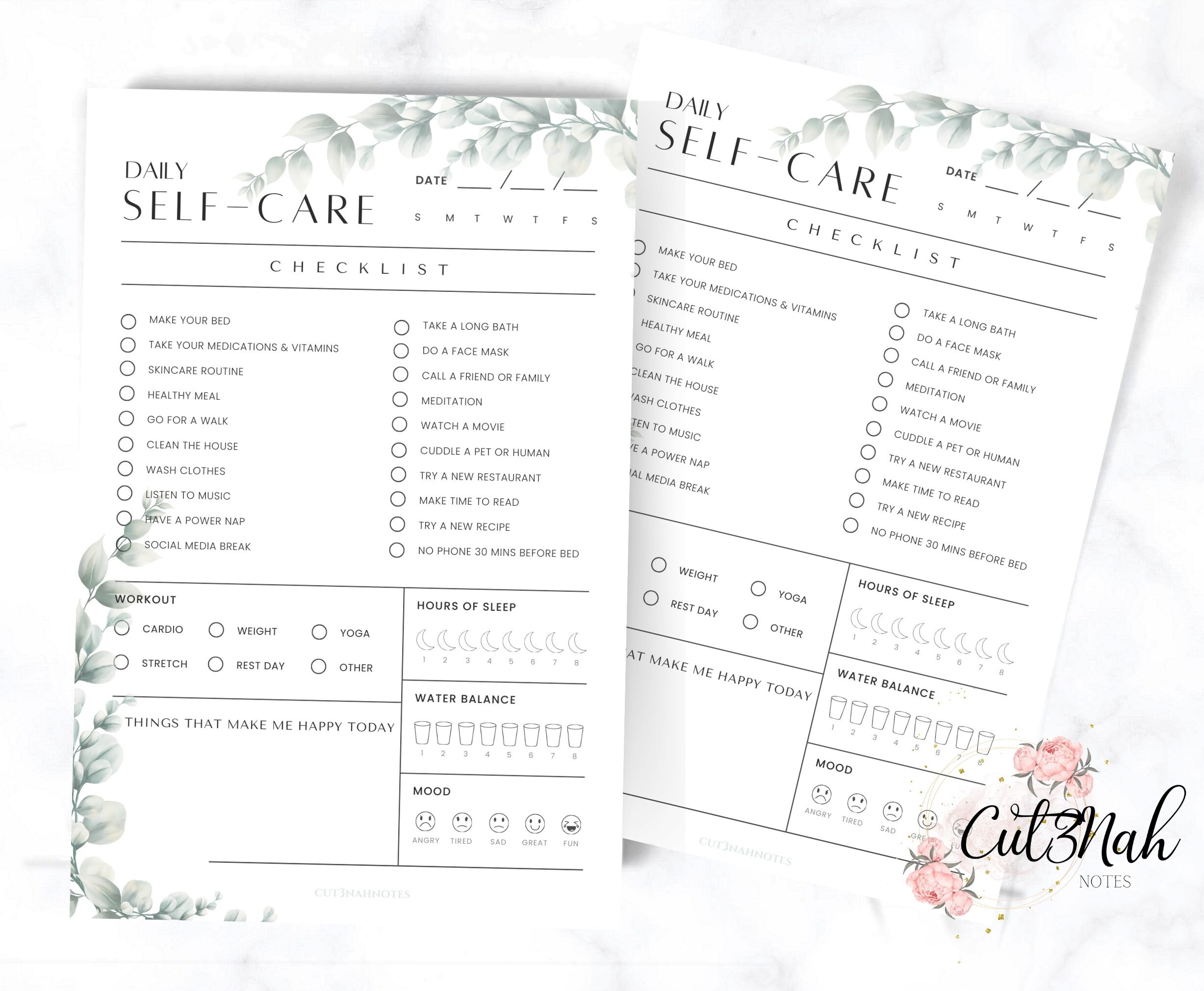 Notepad Self Care Checklist Tracker Tear Away Notepad With Eucalyptus ... Notepad Self Care Checklist Tracker Tear Away Notepad With Eucalyptus ...