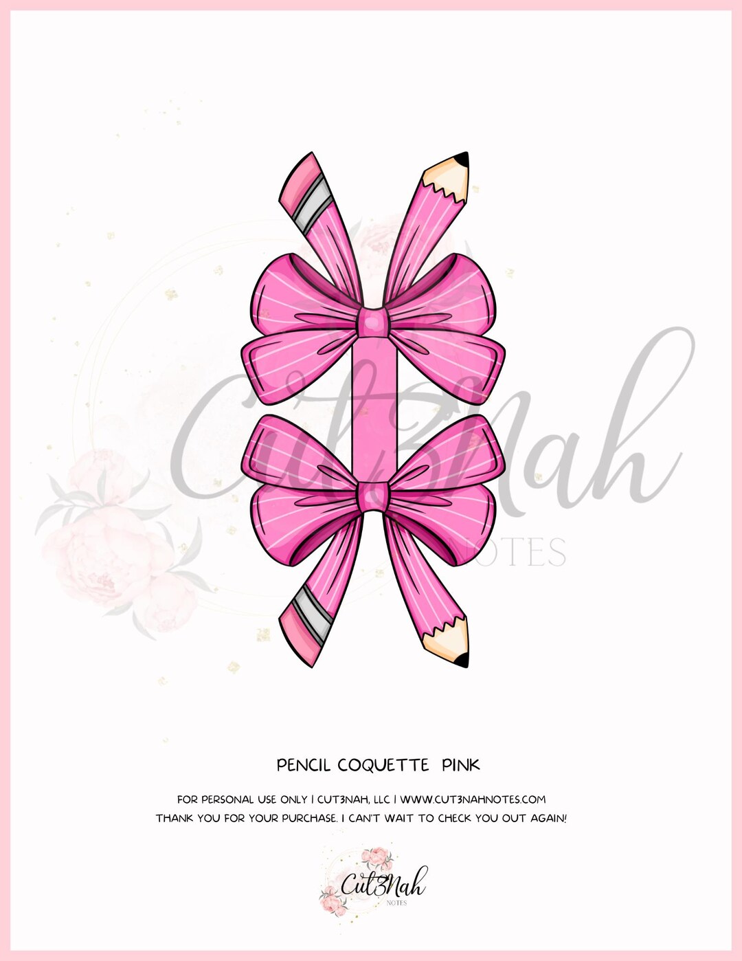 Printable Magnetic Bookmark: Coquette Bow Pencil (digital Download) - Etsy