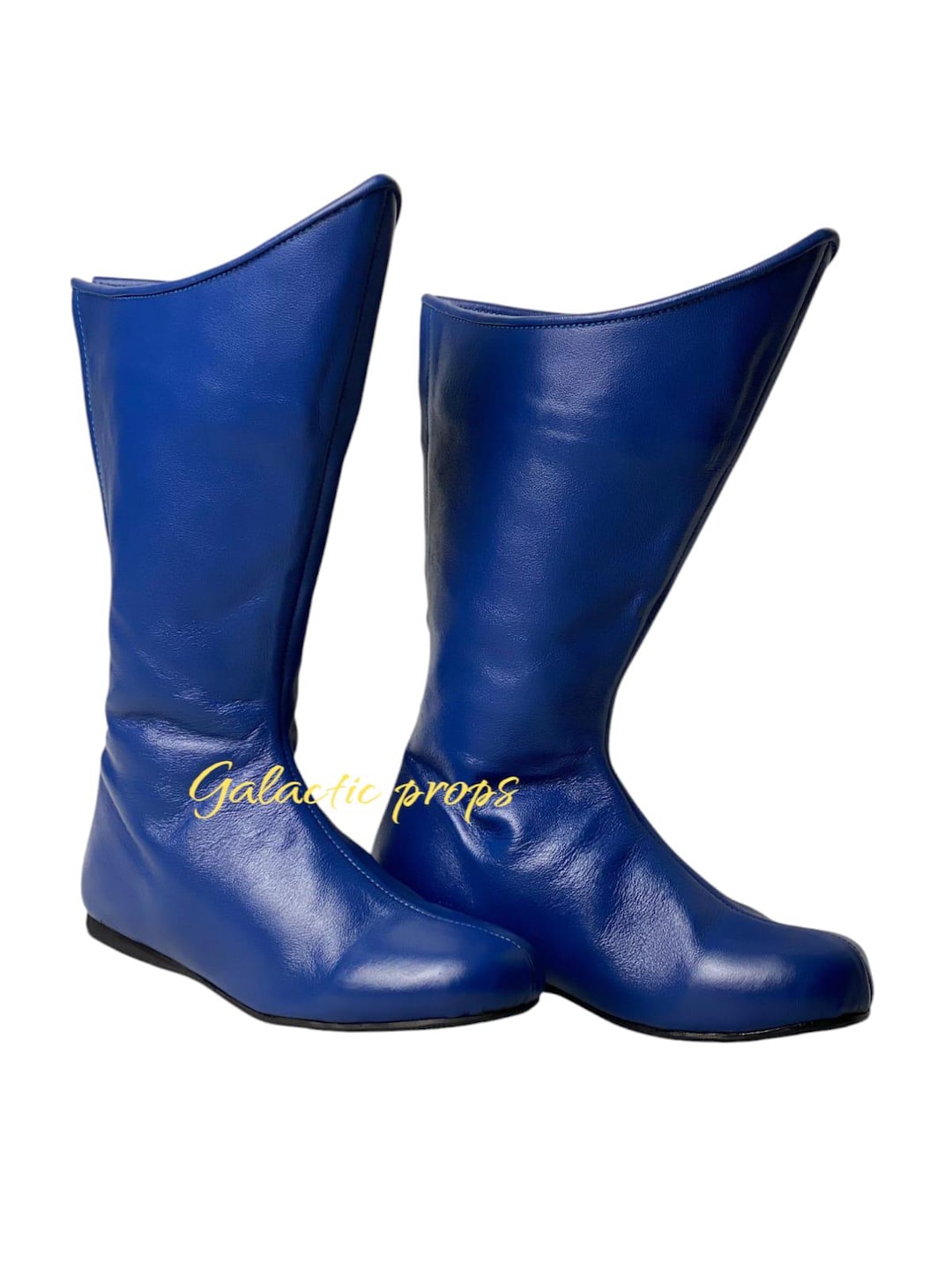 Classic 60s Style Superhero Bat Leather Boots Replica – Retro Blue ...