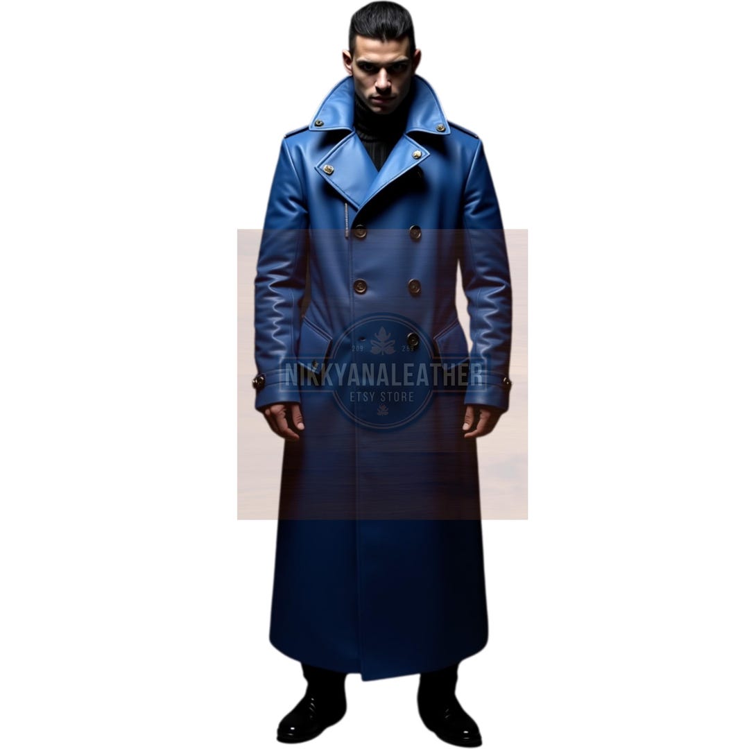 Royal Blue Elegance – Long Statement Coat - Midnight Blue Trench ...