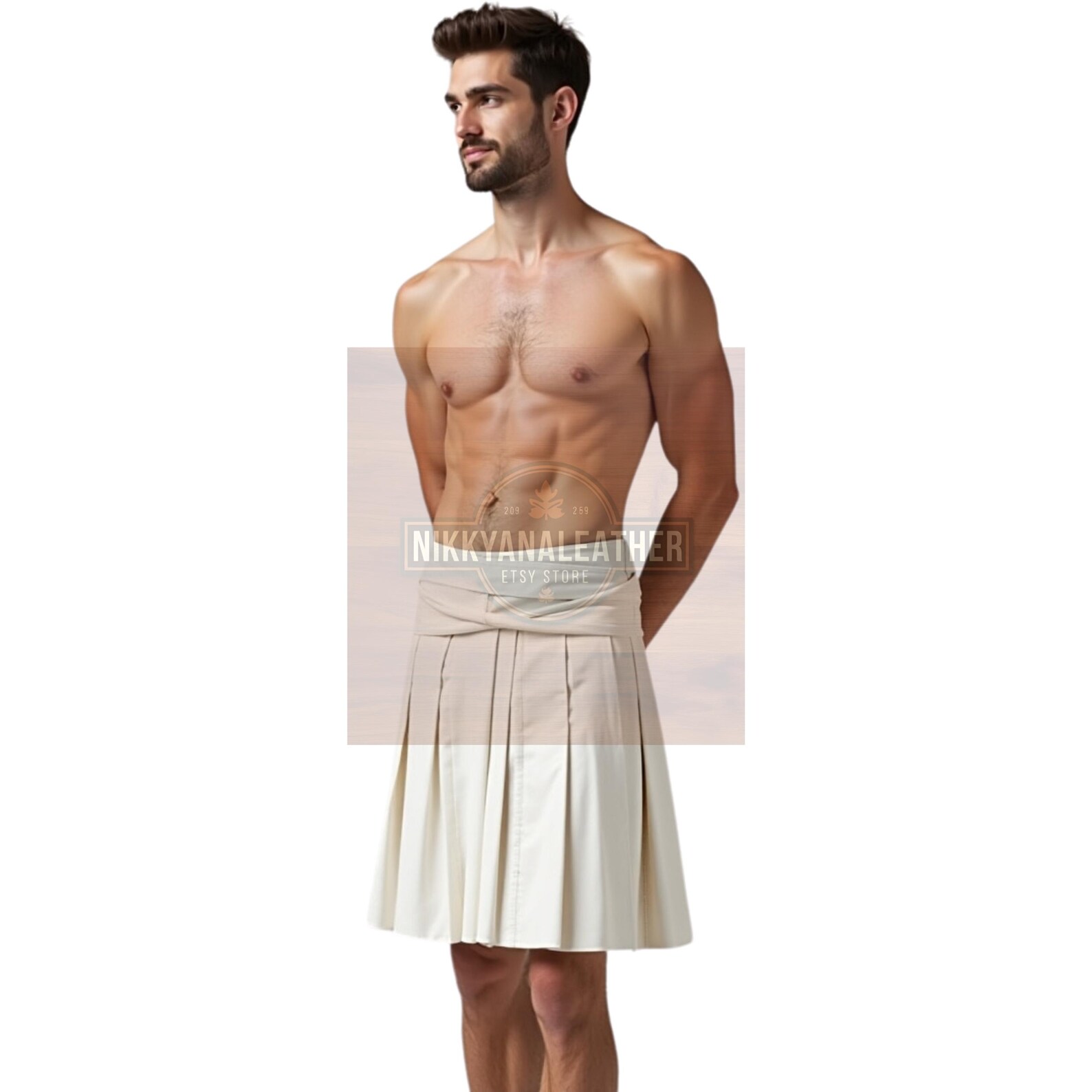 Handcrafted Ivory Leather Kilt – Gothic, Steampunk & Festival Statement ...