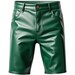 Men's Green Leather Shorts - Tailored Fit - Button Closure - Belt Loops ...