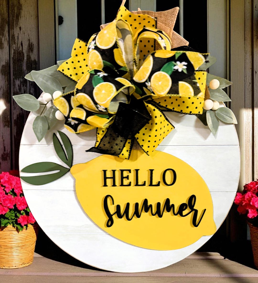 Hello Summer Lemon Sign • Laser Cut Wood Sign • Summer Porch Decor ...