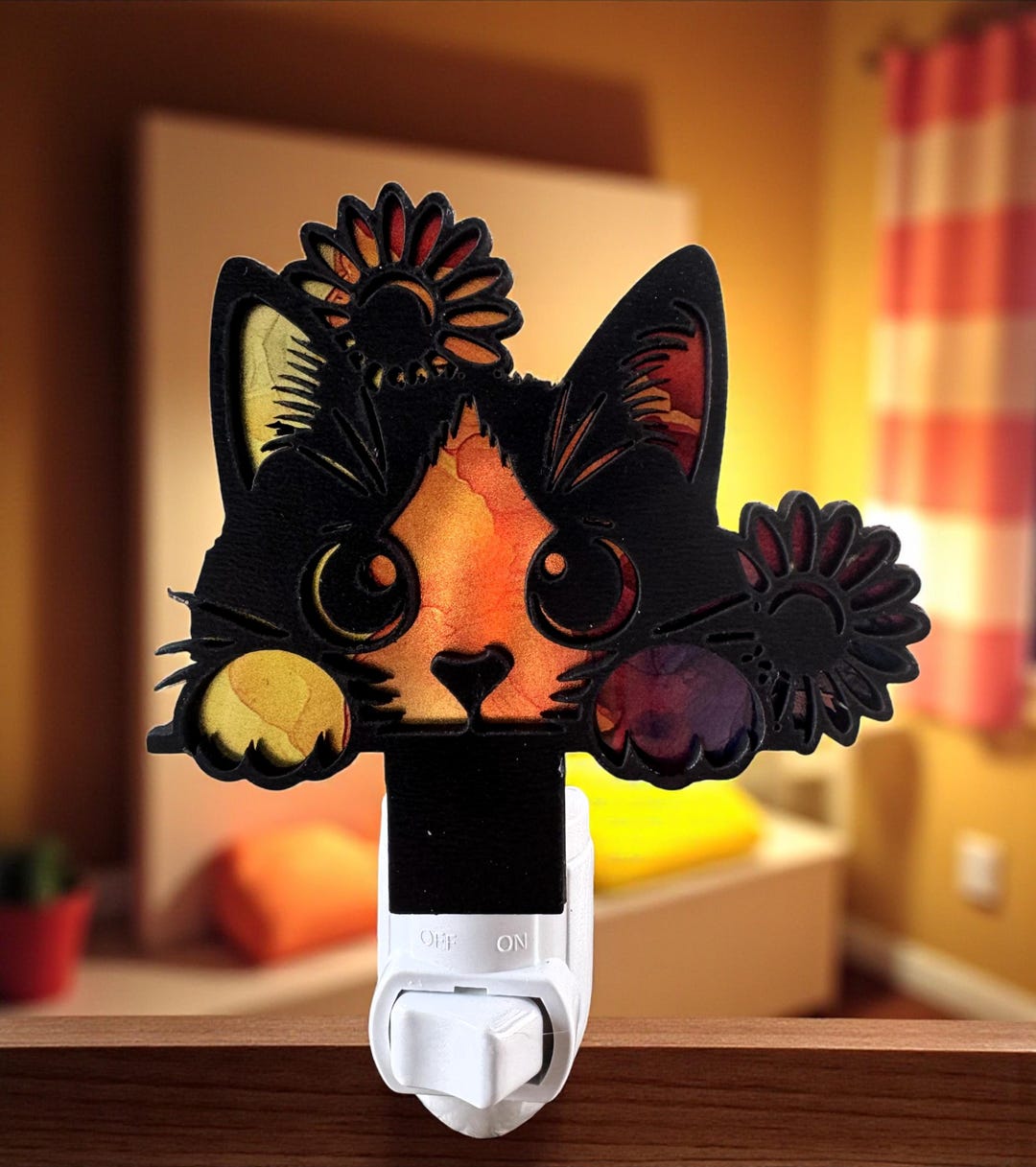 Peeking Cat Nightlight | Cat Nightlight | Handmade Wood and Acrylic ...