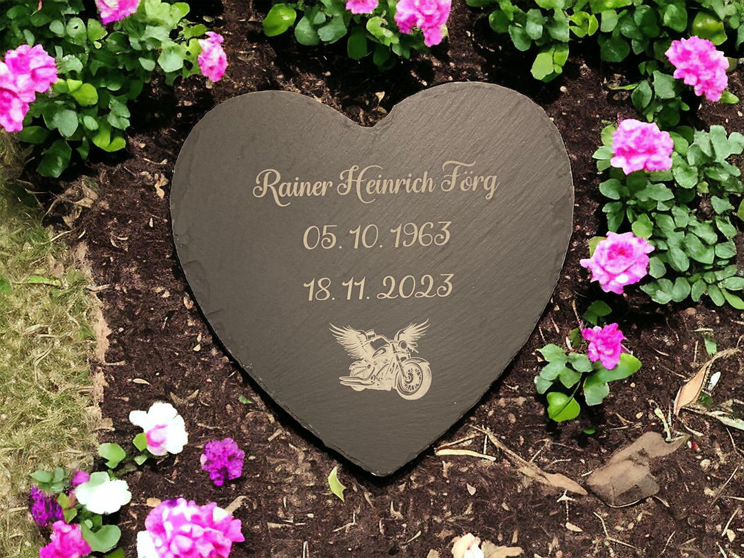 Custom Memorial for Motorcycle Enthusiast | Urn Plaque | Slate Garden ...
