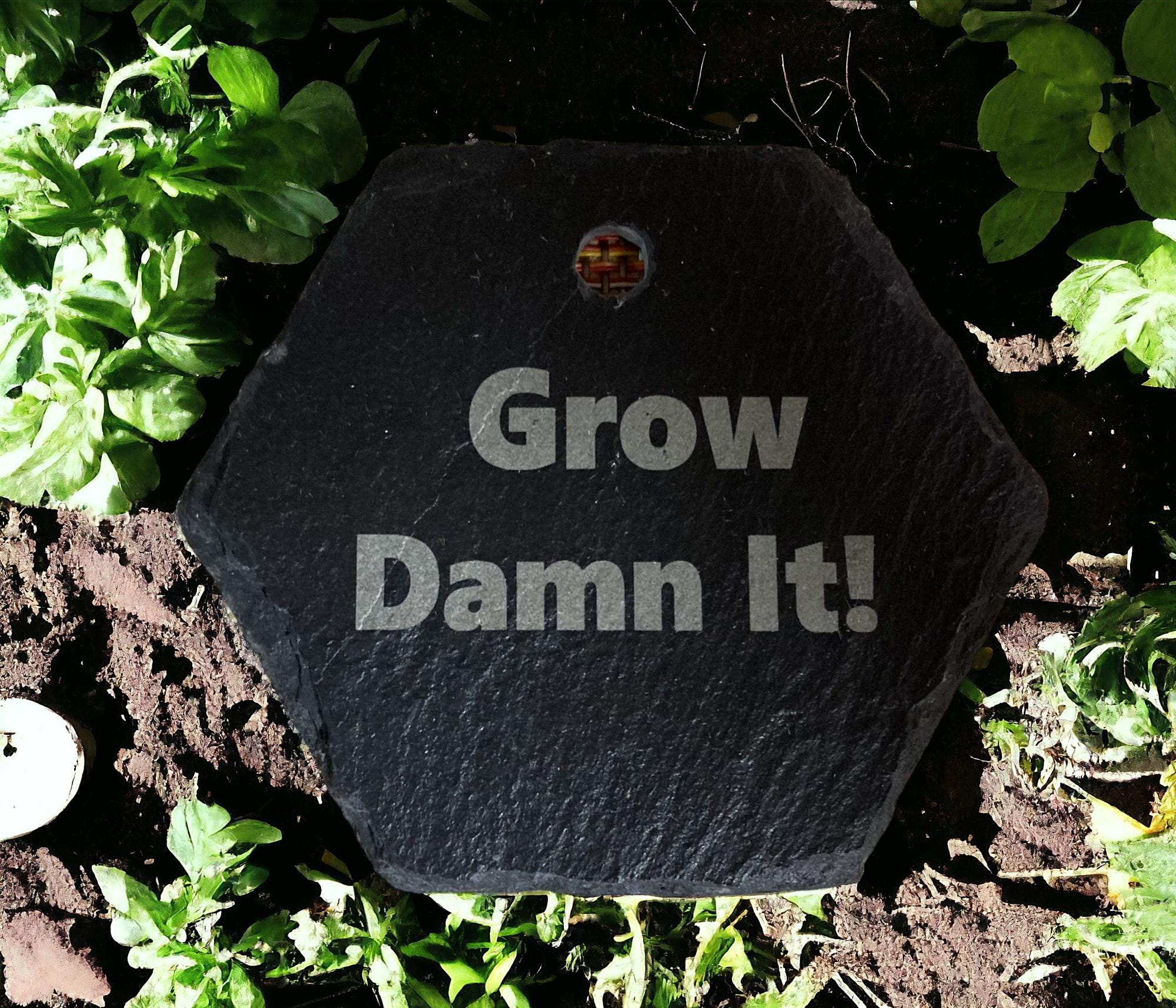 Grow Damn It! | Custom Engraved Garden Sign | Slate Garden Decor ...