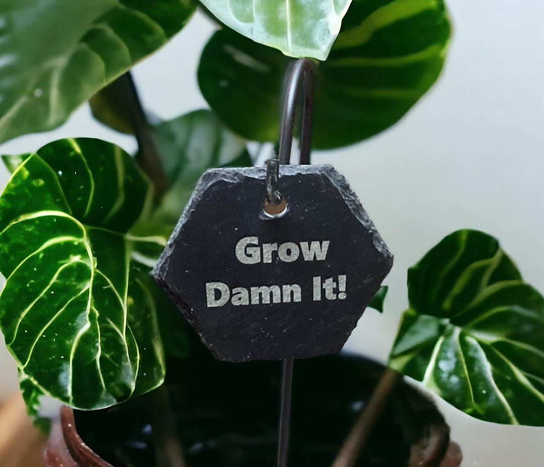 Grow Damn It! | Custom Engraved Garden Sign | Slate Garden Decor ...