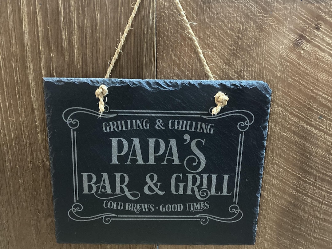 Papa's Bar and Grill | Backyard Bar and Grill Sign | Father's Day Gift ...