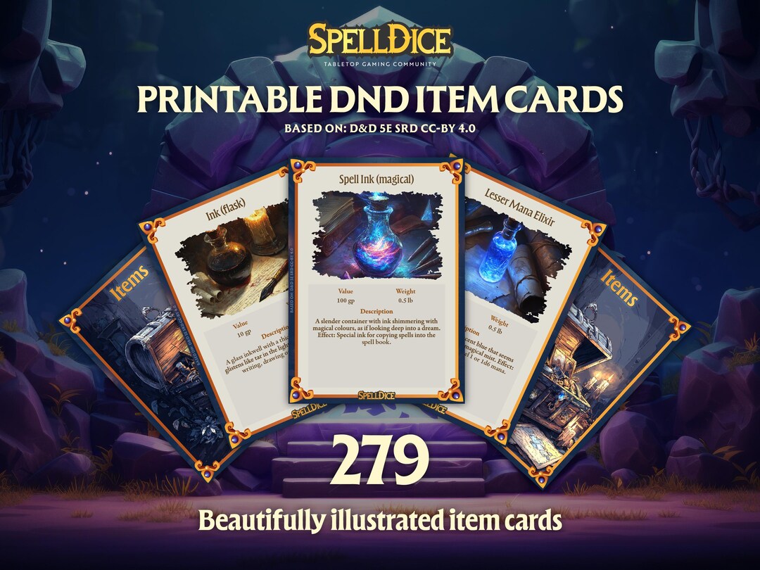 Printable Dnd 5e Treasure Cards BUNDLE!!! | Fantasy Loot Deck for ...