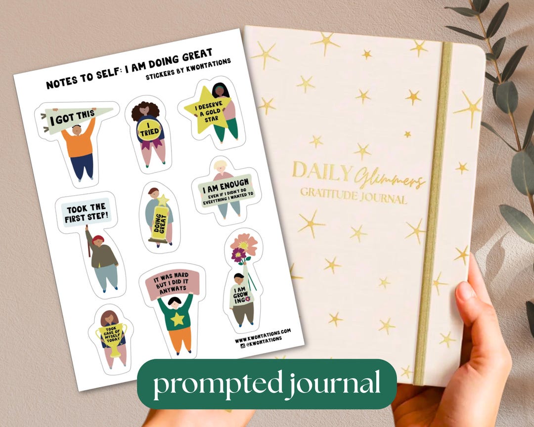 Inspirational Sticker Sheet Stationery Bundle Guided Journal With ...