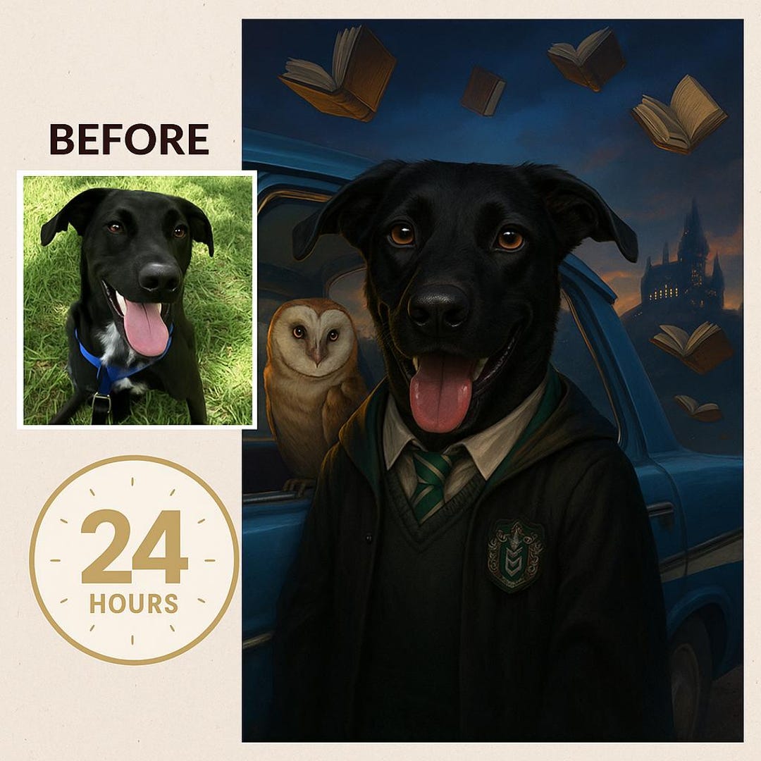 Custom Wizard Pet Portrait | Harry Potter Style Animal Art | Hogwarts ...
