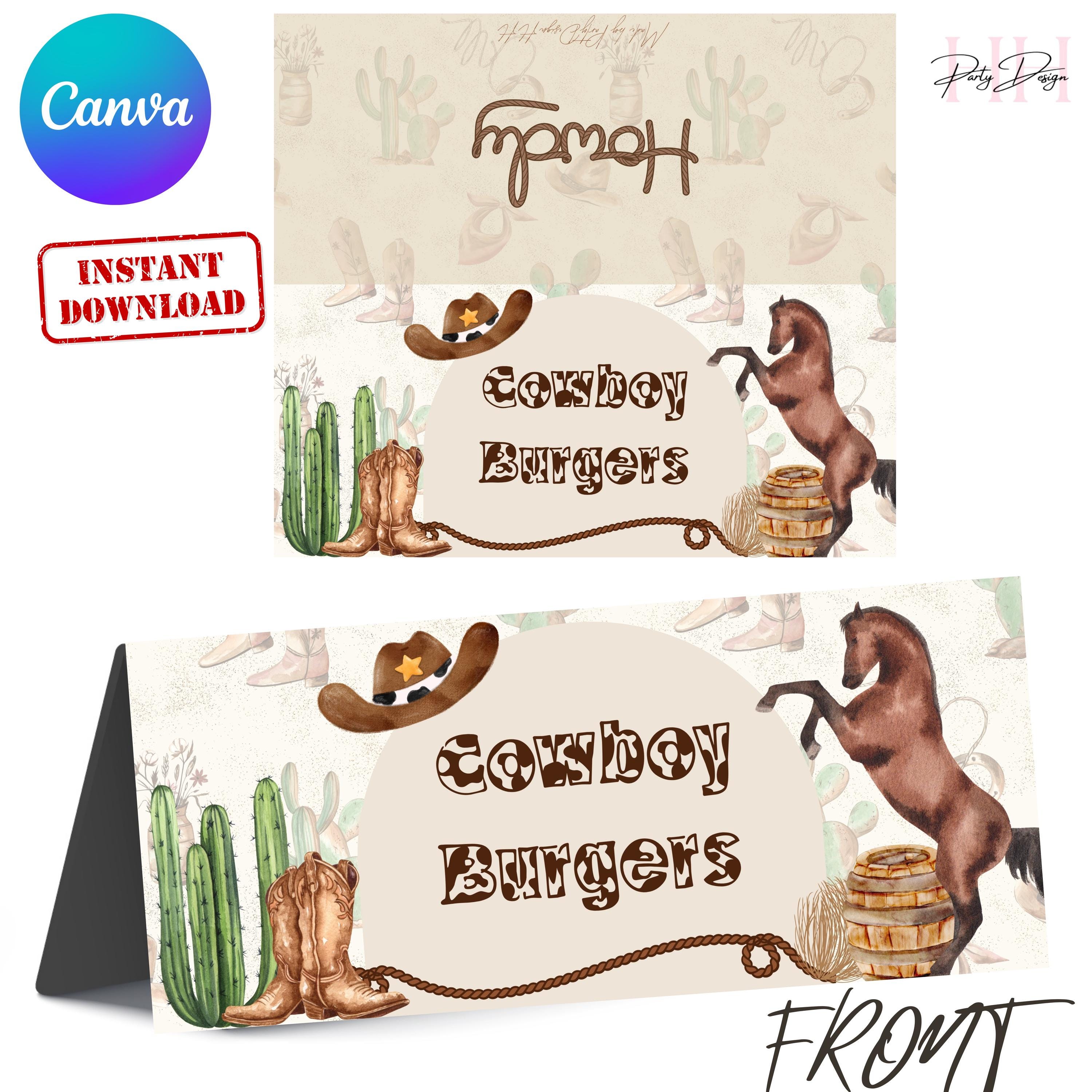 Editable Cowboy Birthday Food Tent Cards: Western Party Decor ...