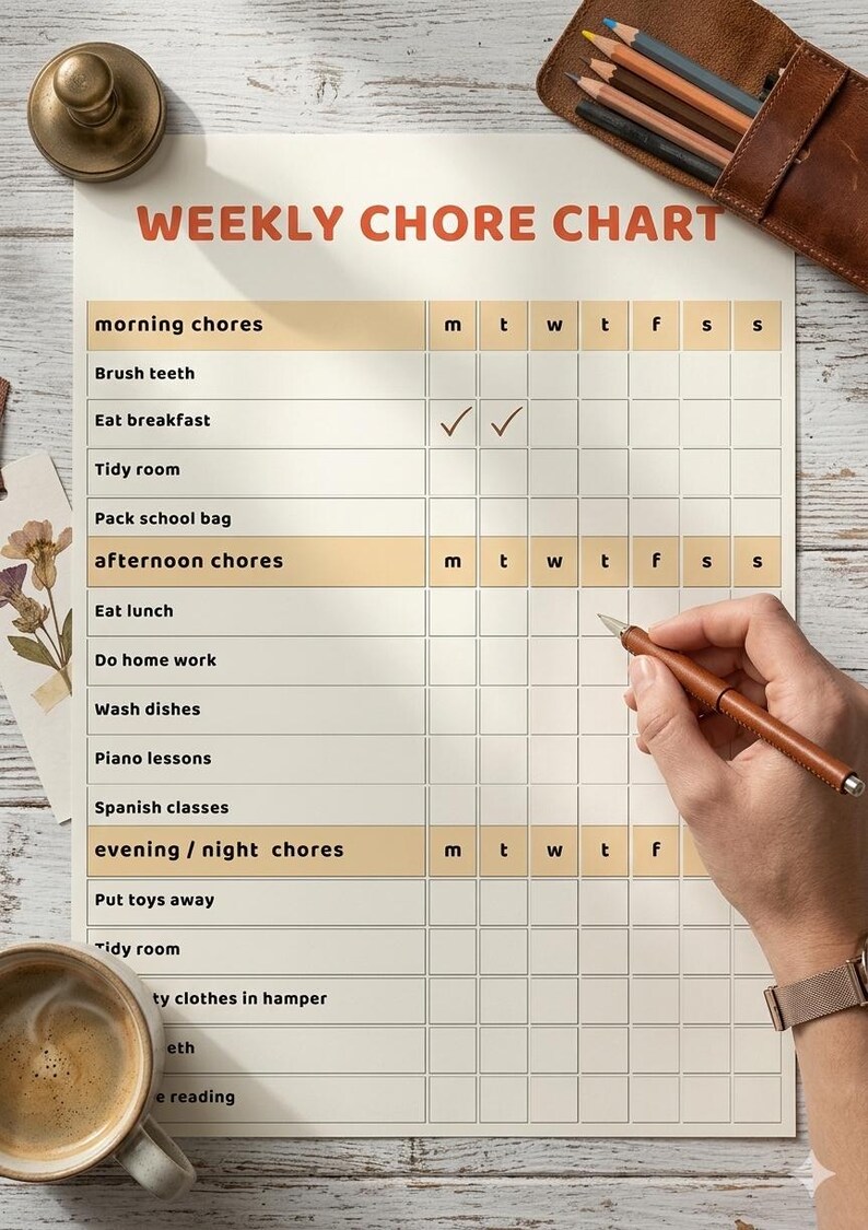 Printable Kids Chore Chart Bundle Editable Weekly Routine Tracker ...