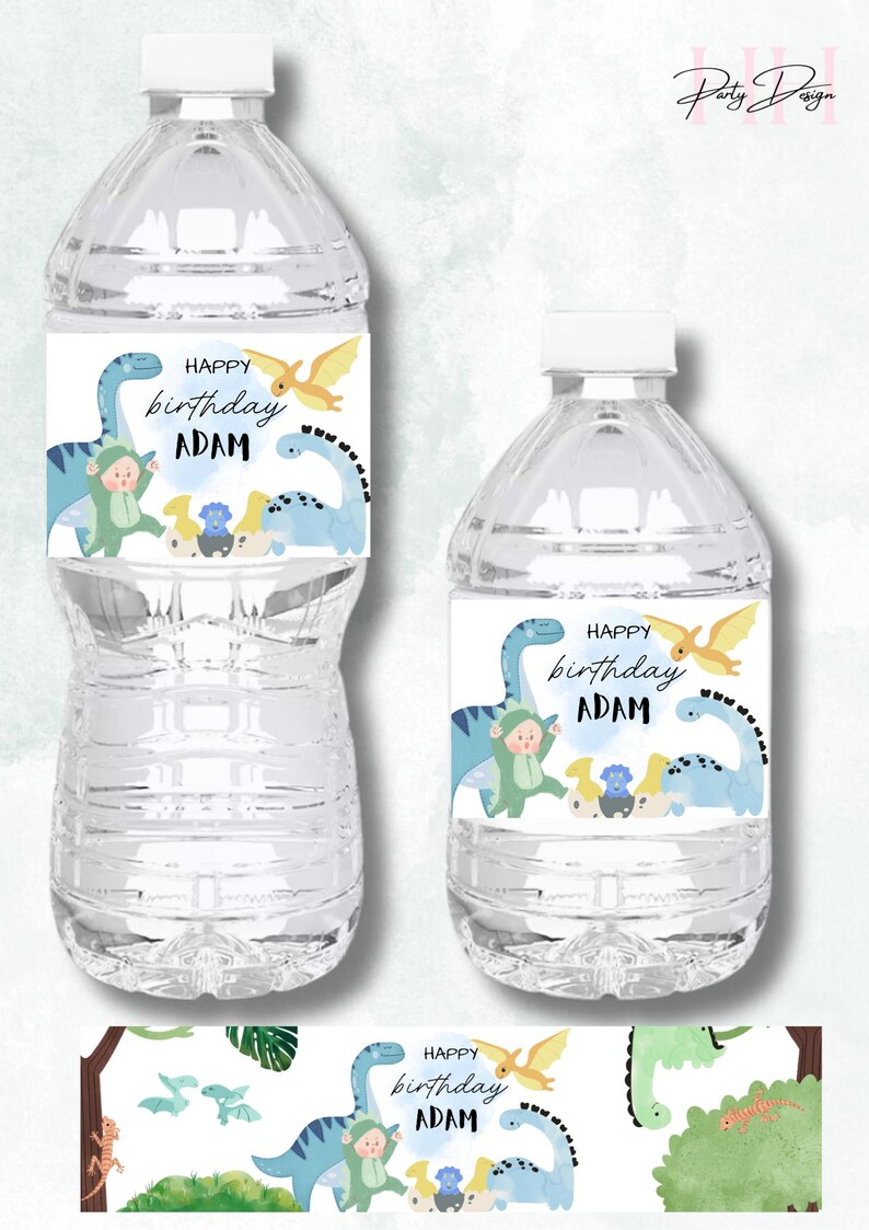 Editable Dinosaur Water Bottle Labels, Pastel Dino Birthday Drink Wraps ...