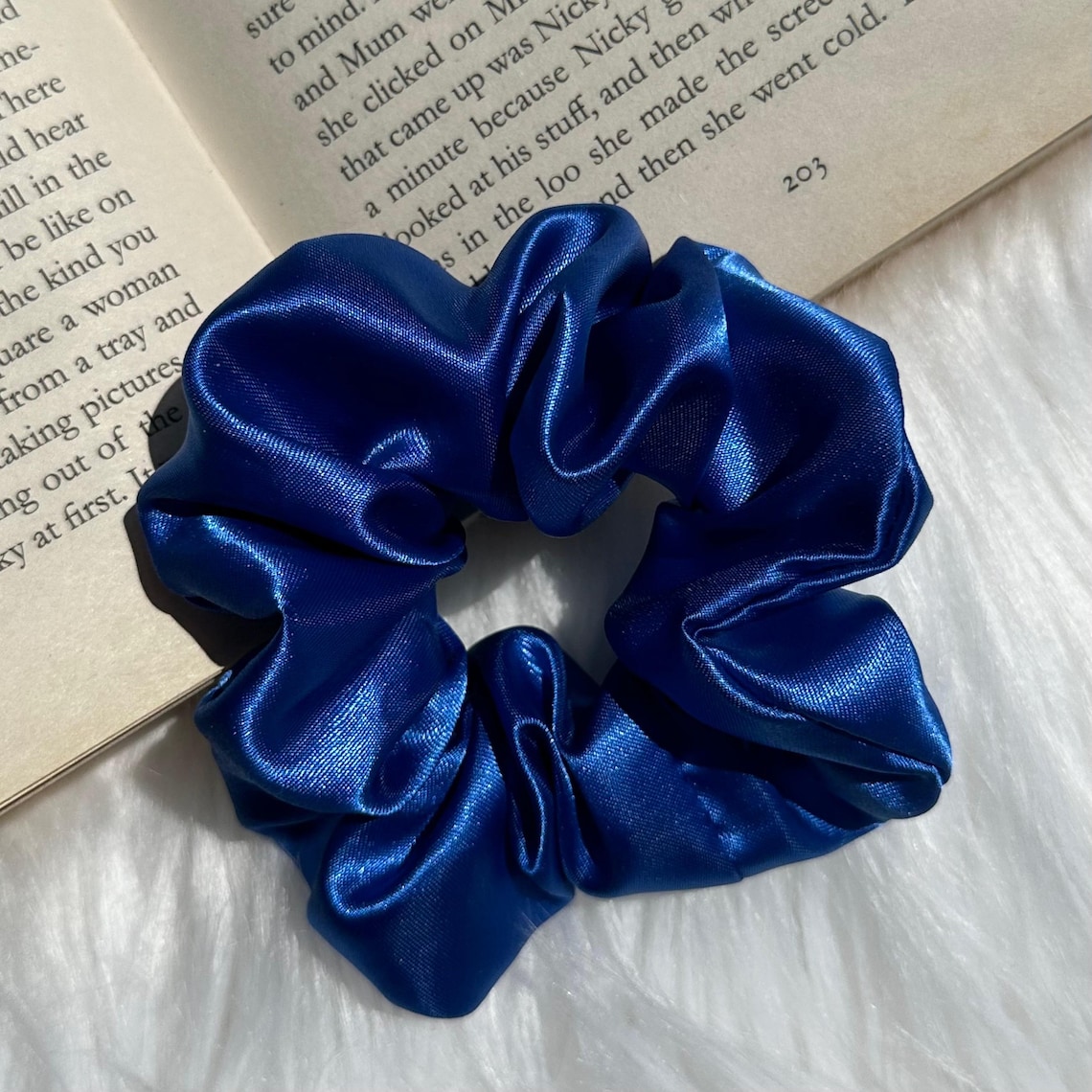 Royal Blue Satin Hair Scrunchie - Etsy