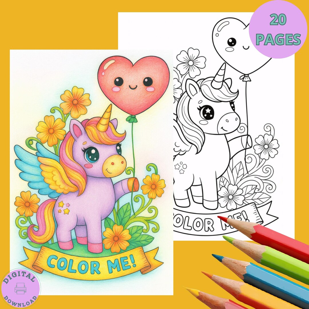 Unicorn Coloring Pages, 20 Magical Designs (digital Download) - Etsy