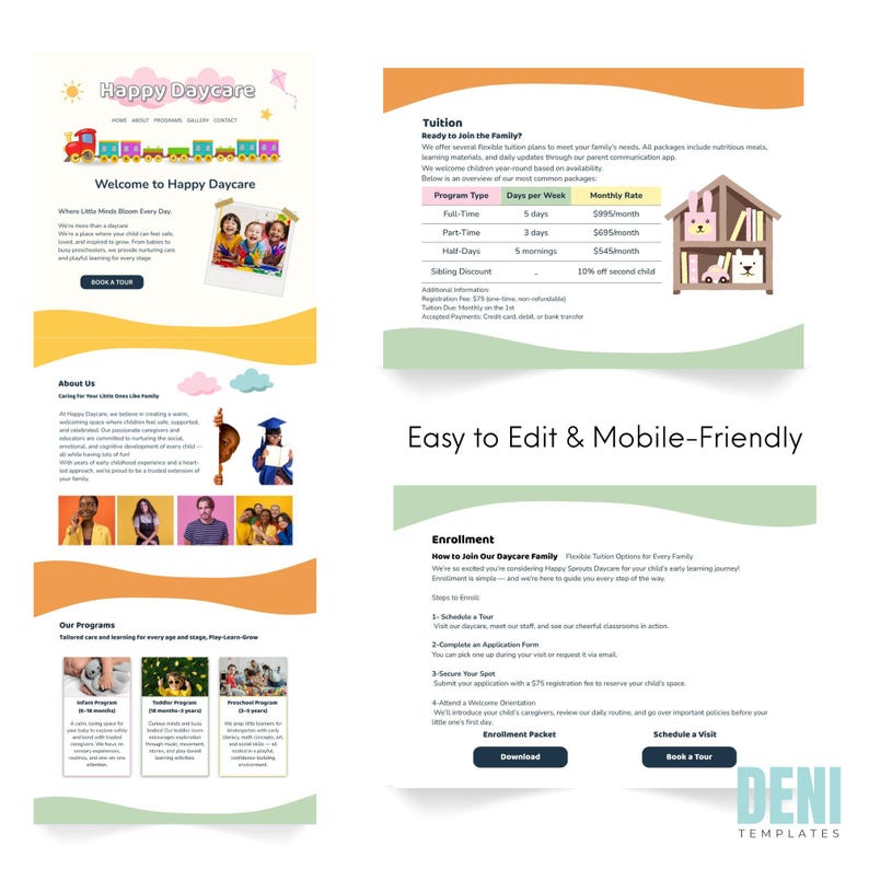 Daycare Canva Website Template, Enrollment Form & Flyer - Etsy