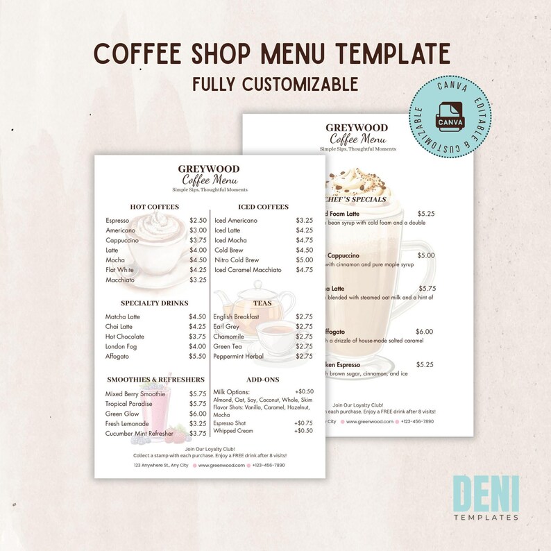 Editable Cafe Menu Board Template, Customizable Canva Design - Etsy