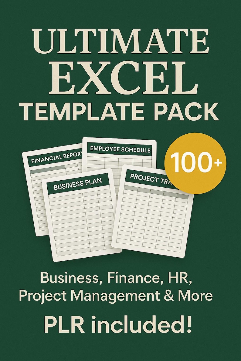 Ultimate Excel Template Pack | Business, Finance, HR, Project Management & More| PLR Included ...