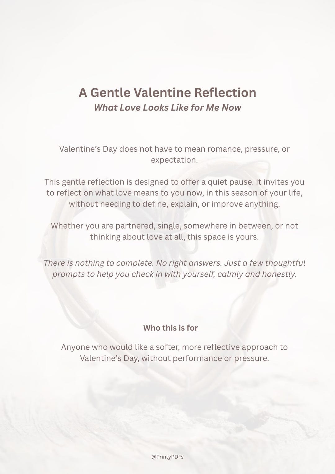 Valentine's Day Reflection | Gentle Journaling Prompts (PDF) - Etsy