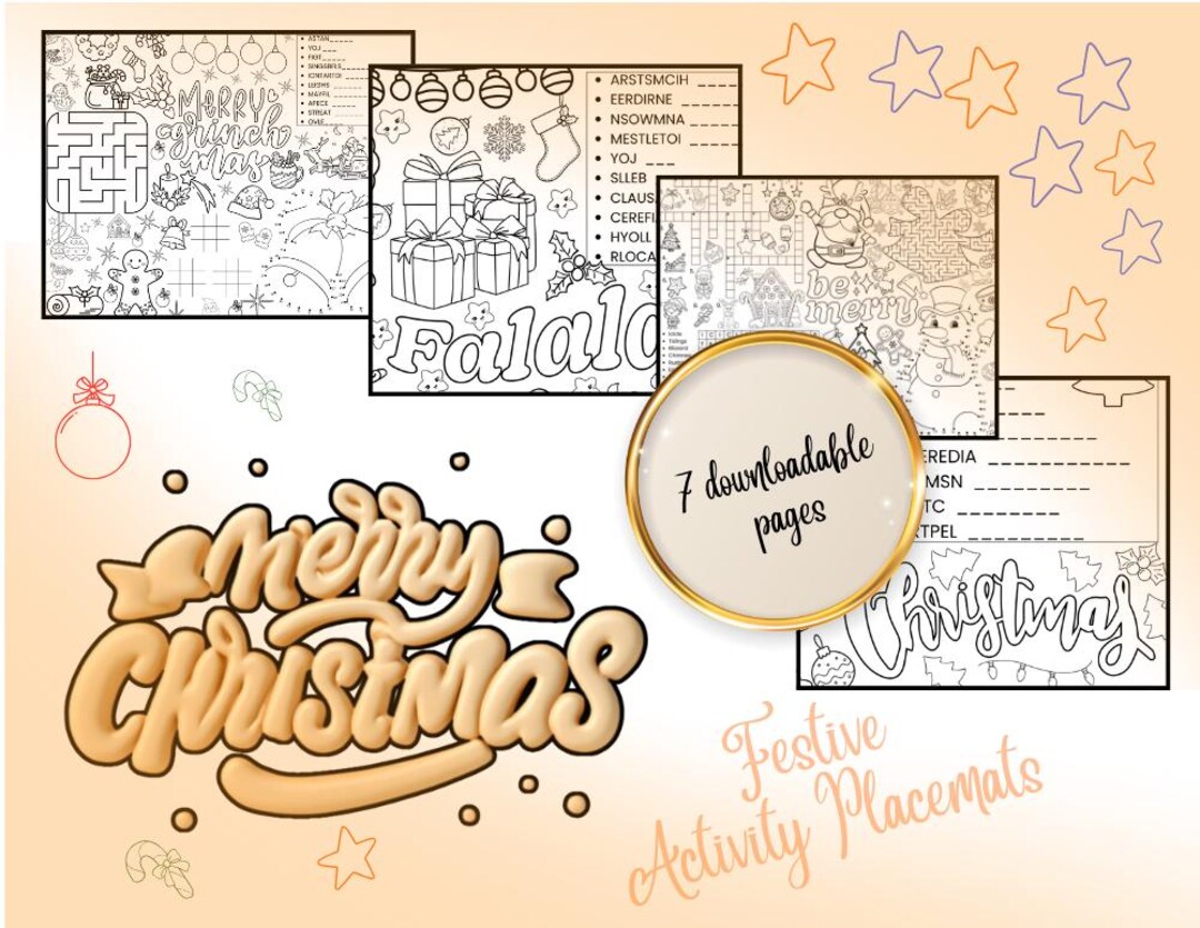 Christmas Activity Placemats Printable for Kids | Festive Table Fun ...