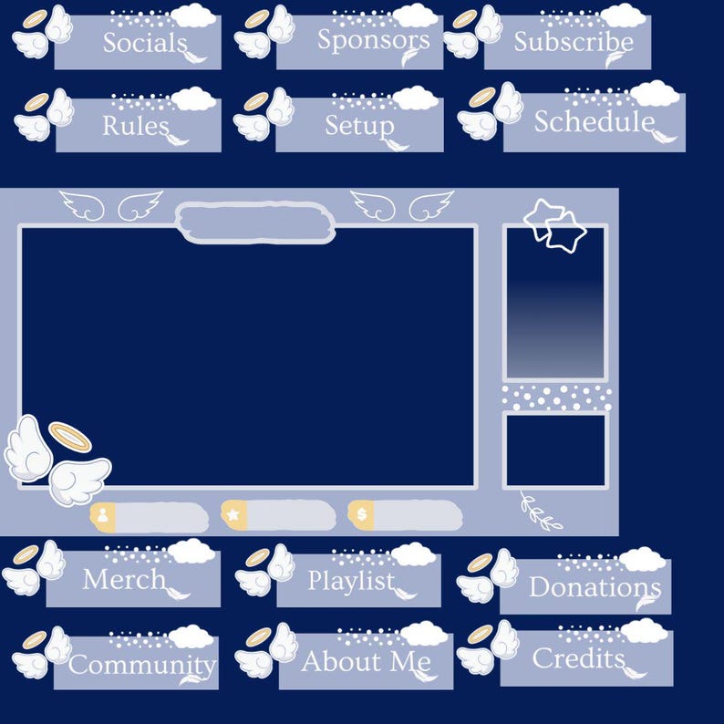Angel Animated Twitch Overlay Bundle | Cute Stream Panels & Scenes ...