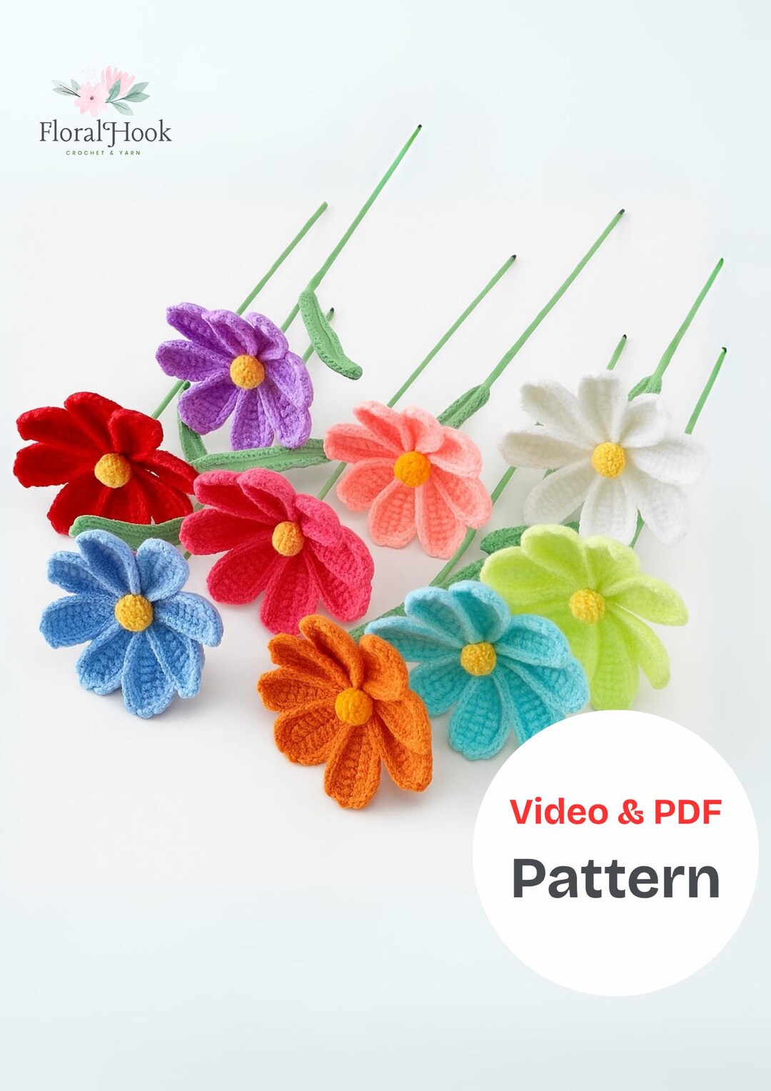 Crochet Gesang Flower Bouquet Pattern: Video Tutorial & PDF, Easy ...