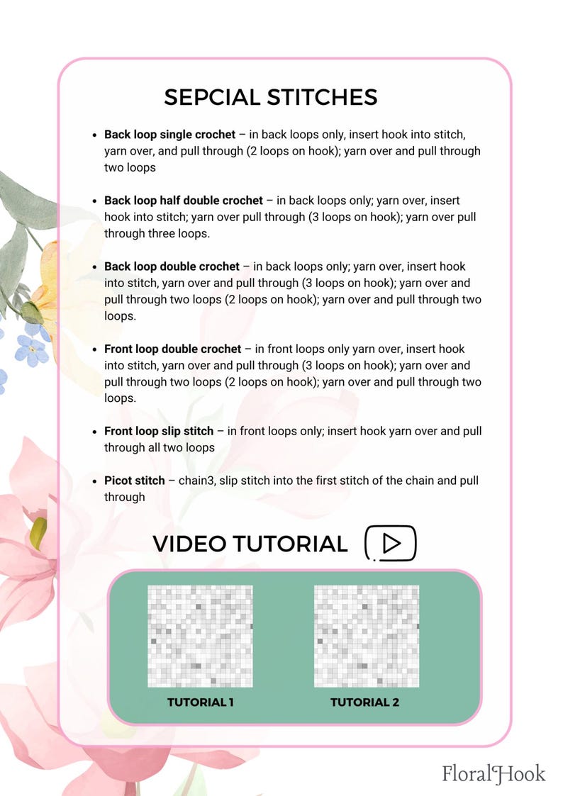 Crochet Rose & Lily 7 in 1 Bouquet Pattern: Video Tutorial (PDF ...