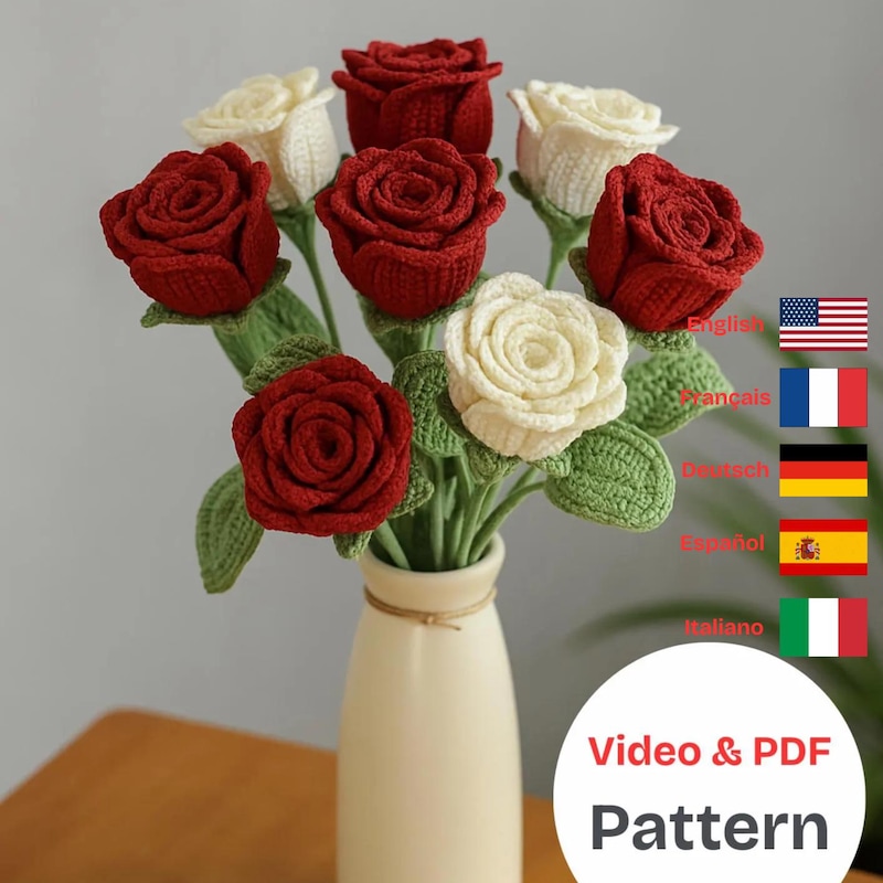 Crochet Garden Rose - Etsy