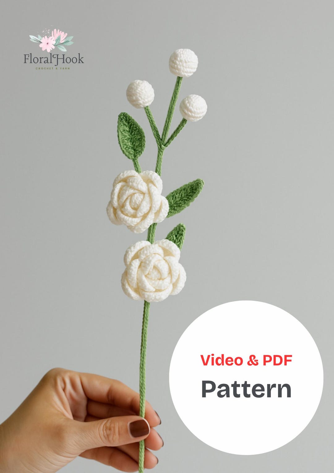 Crochet Jasmine Flower Pattern Video Tutorial & PDF, Crochet Flower ...