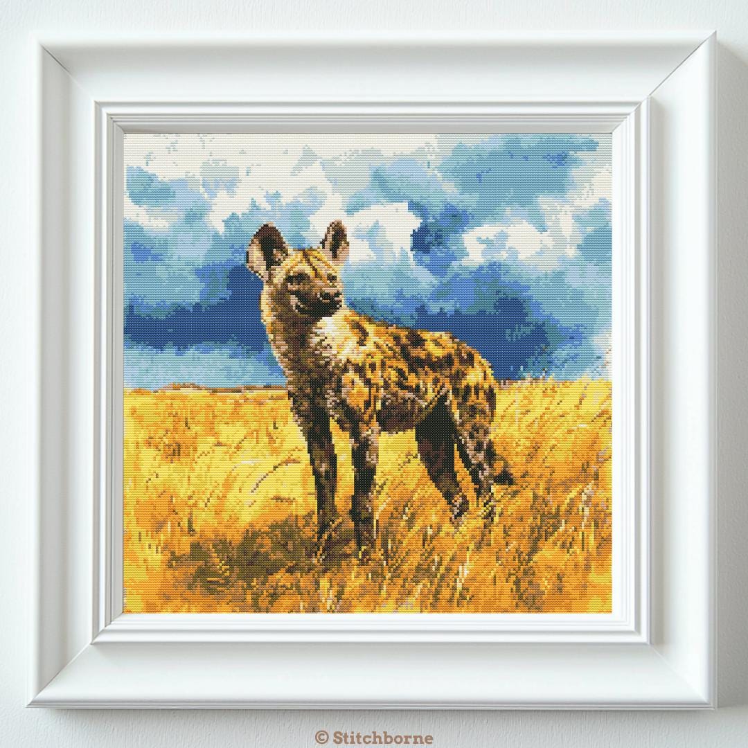 Hyena in Stormy Field Cross Stitch Pattern PDF Download Savanna ...
