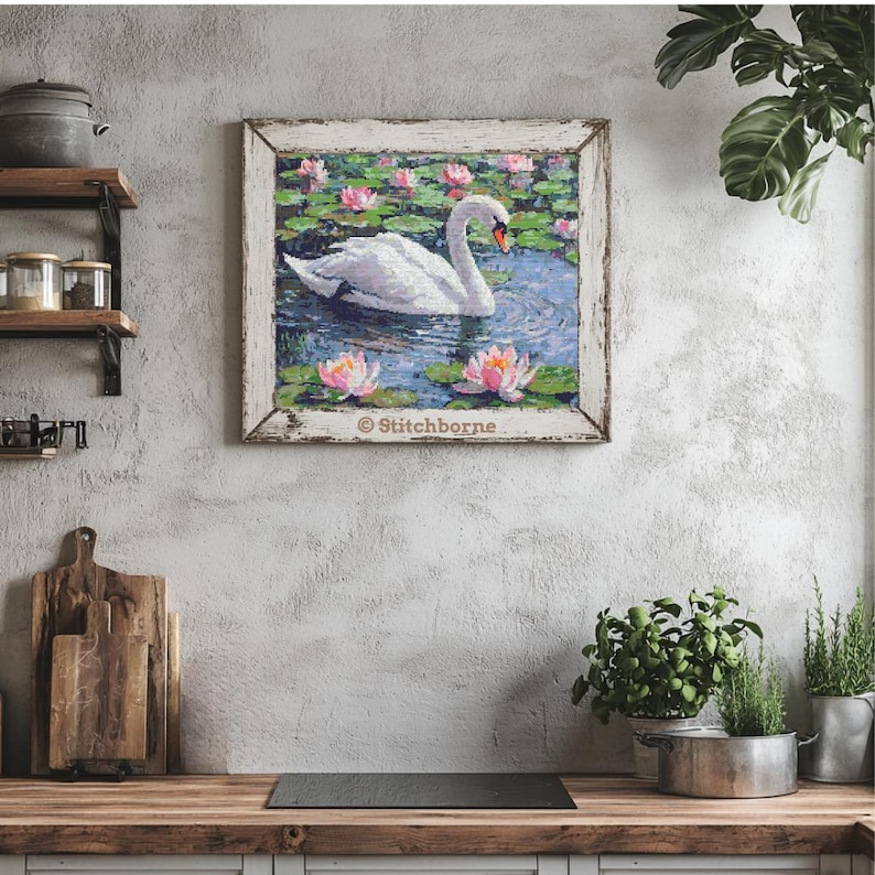 Swan in Pond Cross Stitch Pattern PDF Download Printable Swan in Lake ...