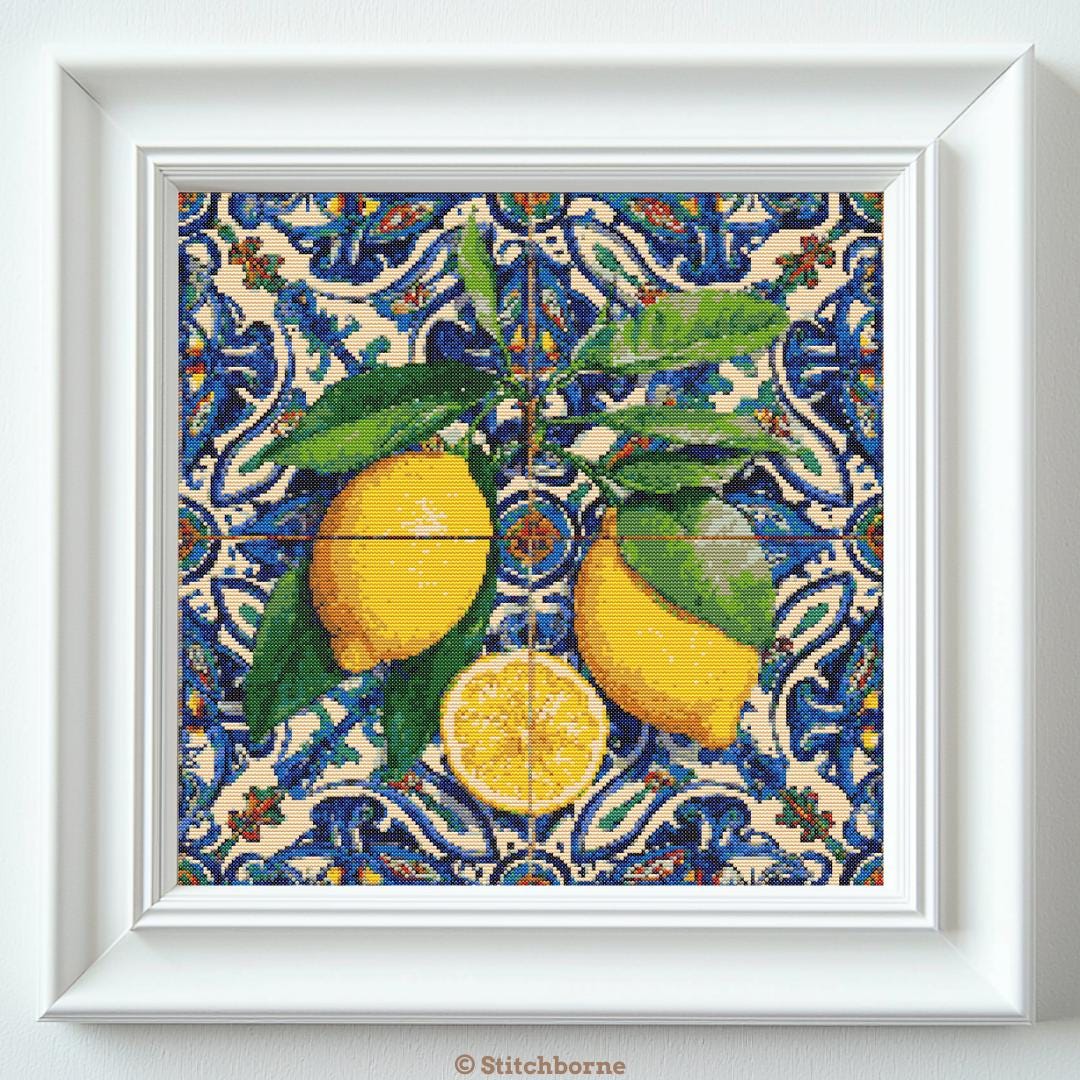 Spanish Tiles and Lemons Cross Stitch Pattern PDF Download Printable ...