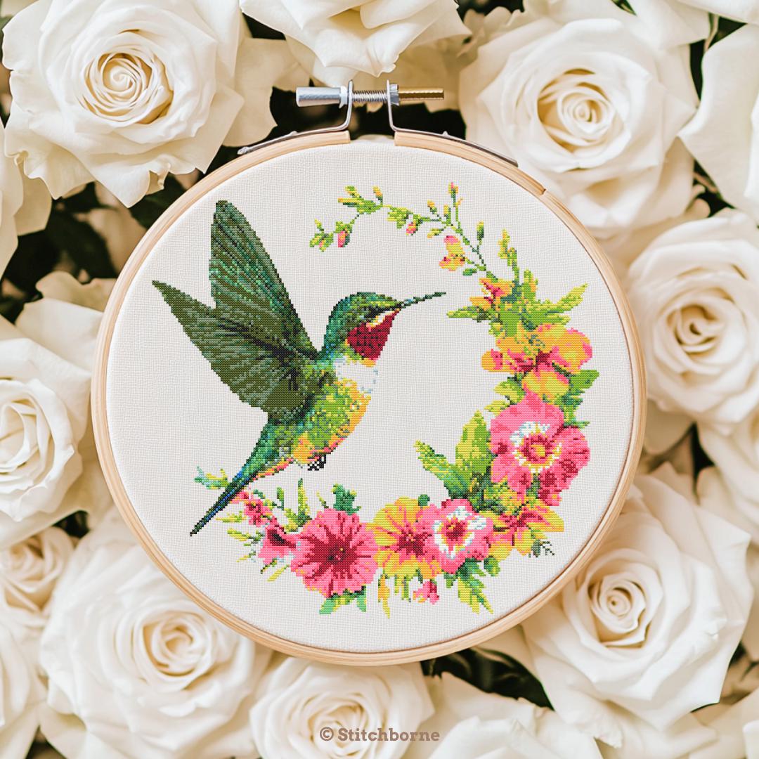 Hummingbird and Flowers Cross Stitch Pattern PDF Download Printable ...