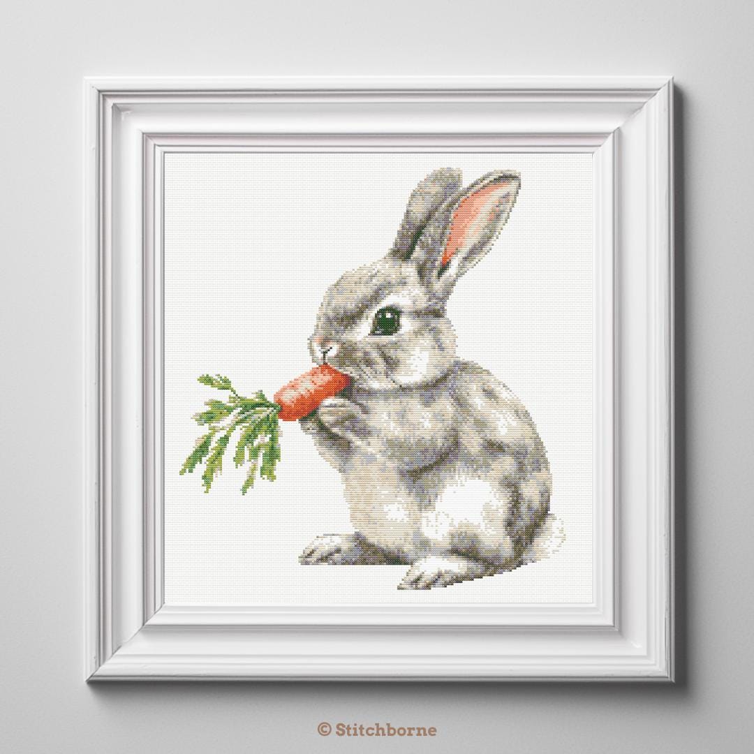 Cute Rabbit Cross Stitch Pattern PDF Download Printable Fluffy Easter ...