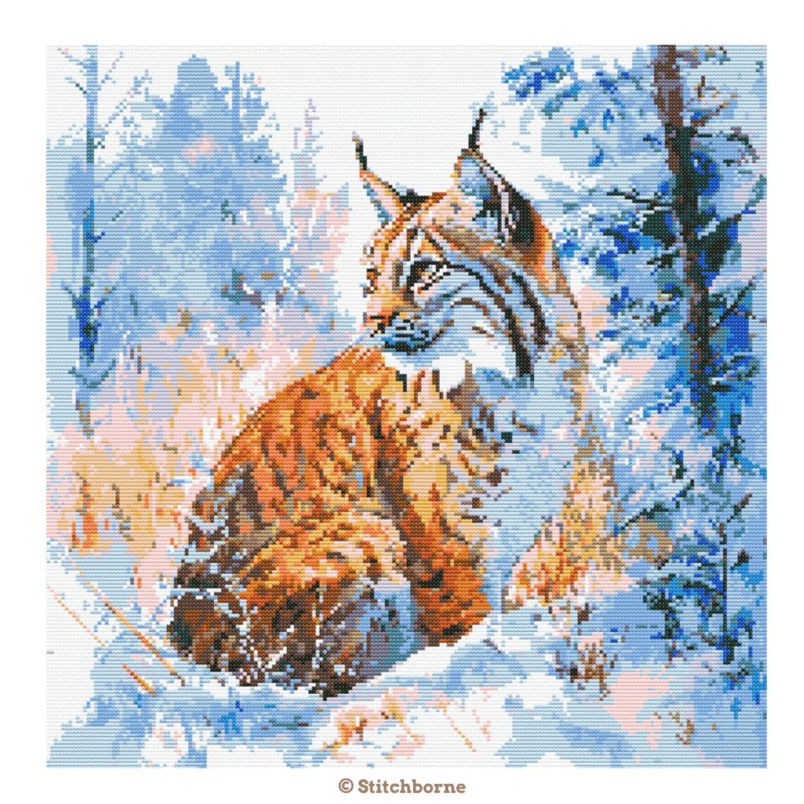 Lynx in Winter Forest Cross Stitch Pattern PDF Download Printable ...