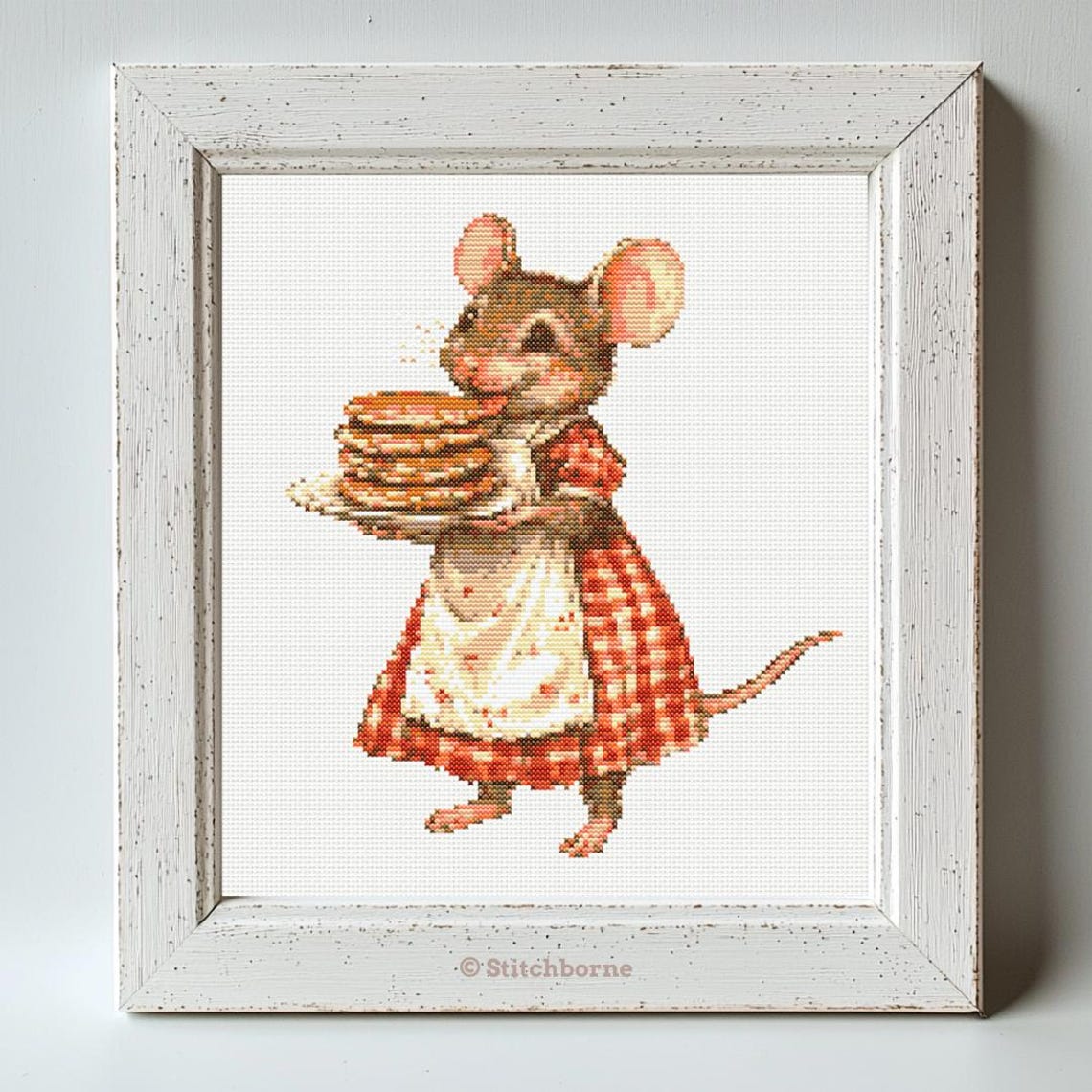 Mouse With Pancakes Cross Stitch Pattern PDF Download Printable Funny ...