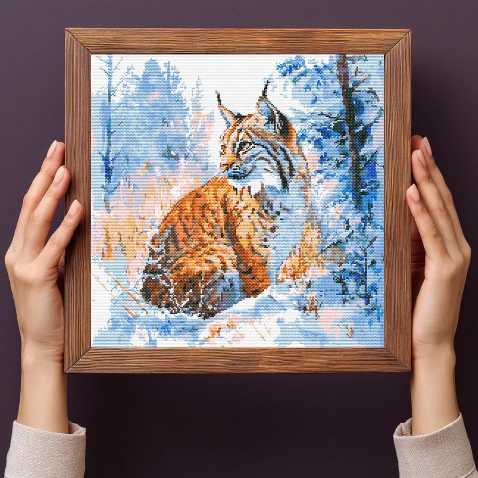 Lynx in Winter Forest Cross Stitch Pattern PDF Download Printable ...