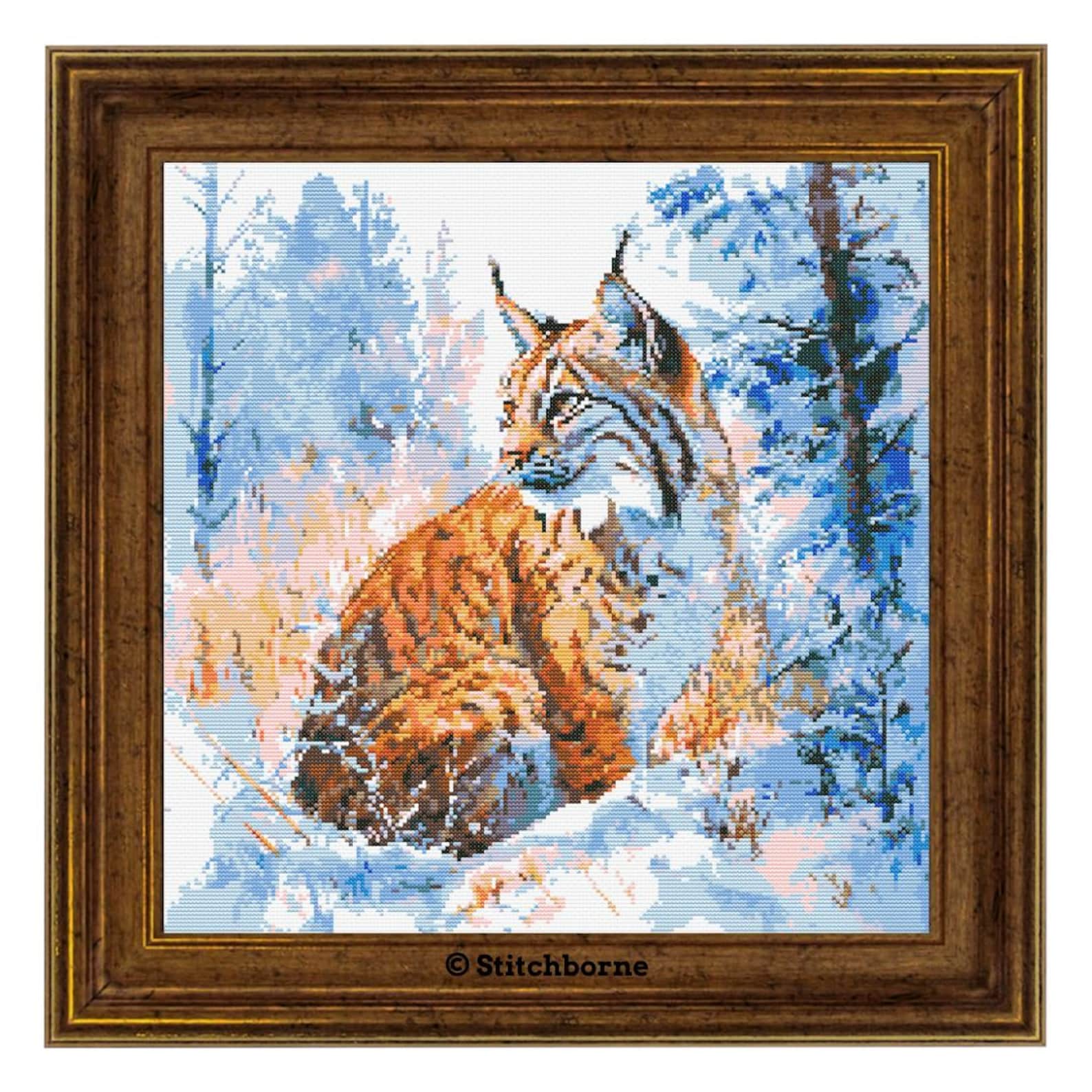 Lynx in Winter Forest Cross Stitch Pattern PDF Download Printable ...