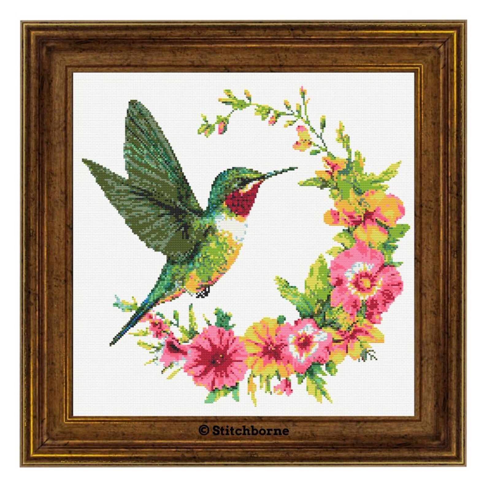 Hummingbird and Flowers Cross Stitch Pattern PDF Download Printable ...