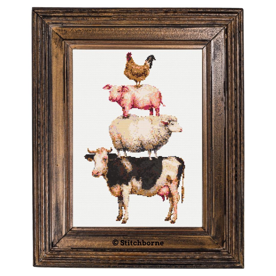 Farm Animals Tower Cross Stitch Pattern PDF Download Printable Farm ...
