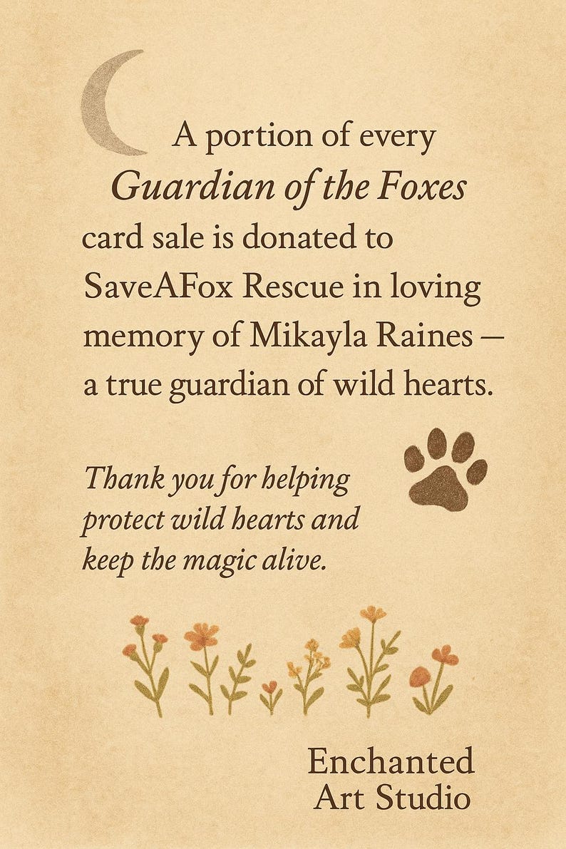 Starlit Fox Card | Woodland Fox Under the Moon | Cottagecore Forest Art ...