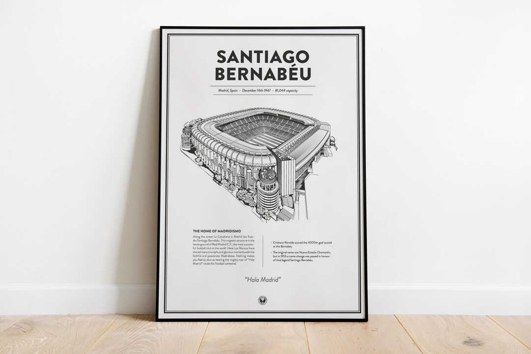 Santiago Bernabeu Poster | Real Madrid Poster | Santiago Bernabeu Print ...